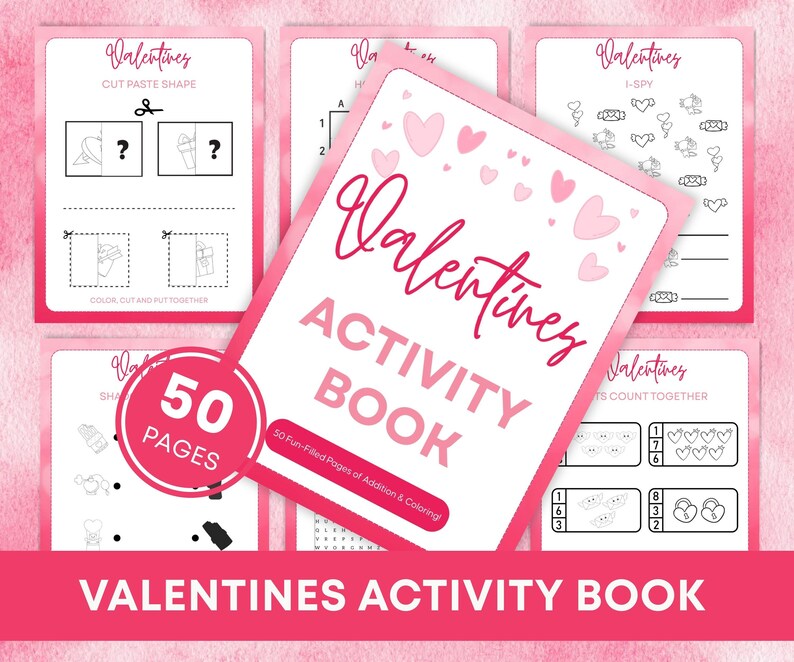 50 Valentine’s Activity Pages, Printable Kids Worksheets, Mazes ...