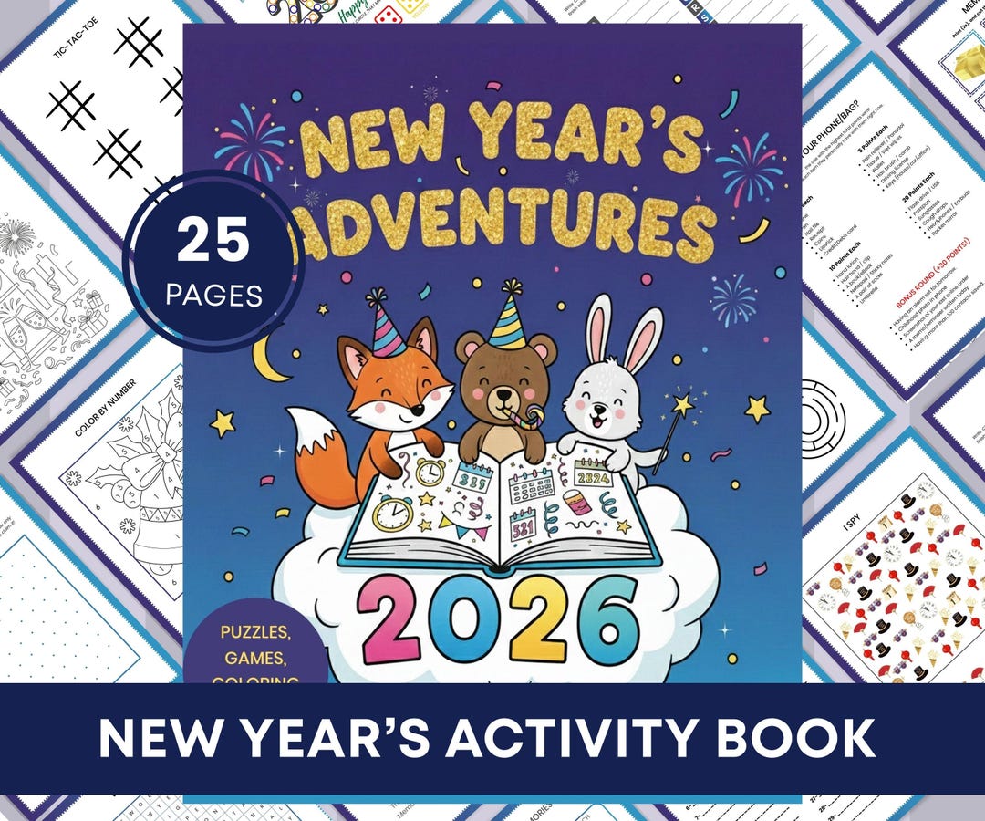 25 New Year’s Activity Pages 2026, Printable Games for Kids, Puzzles ...