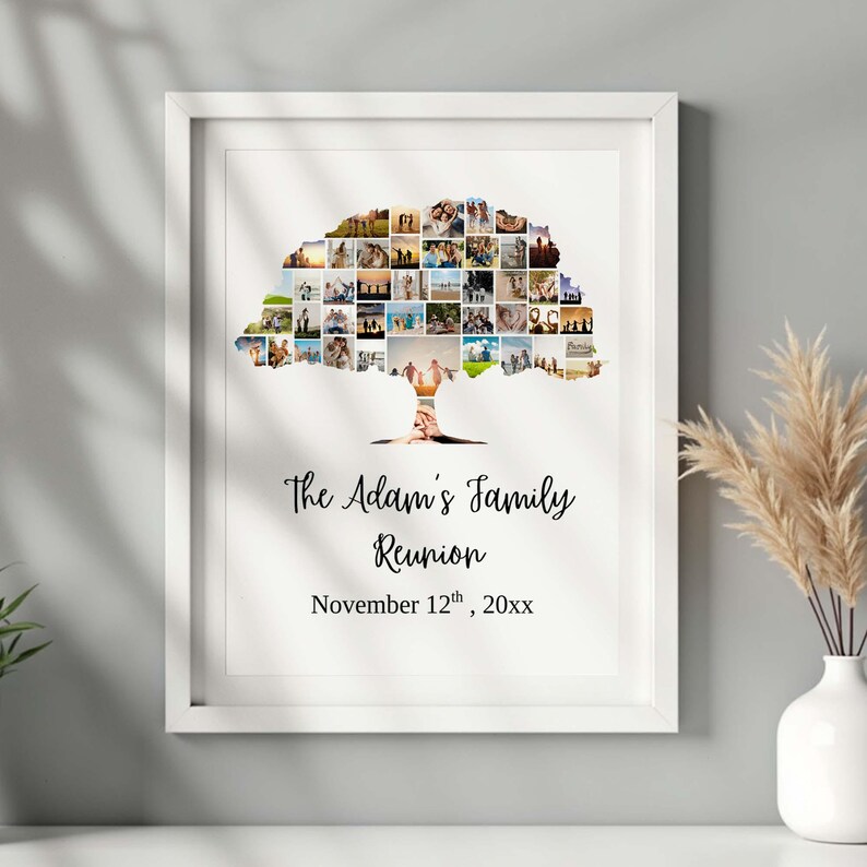 Editable Family Tree Photo Collage, Family Reunion Canva Template ...