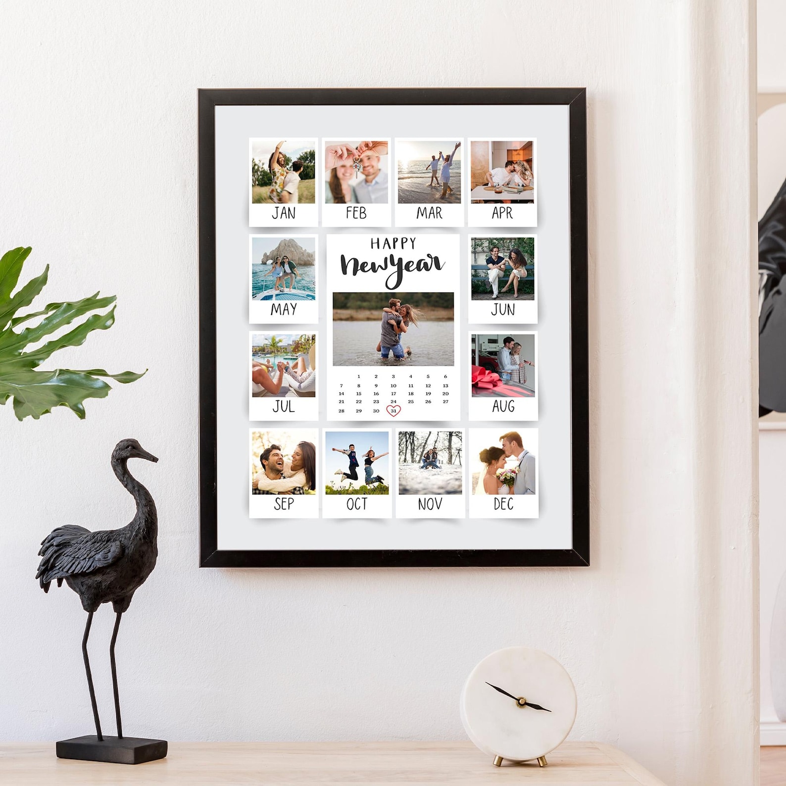 Editable New Year Photo Collage Template, 12-month Memory Calendar ...