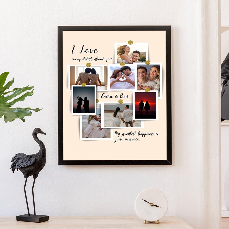 Editable Romantic Photo Collage Template, Custom Couple Picture Board ...