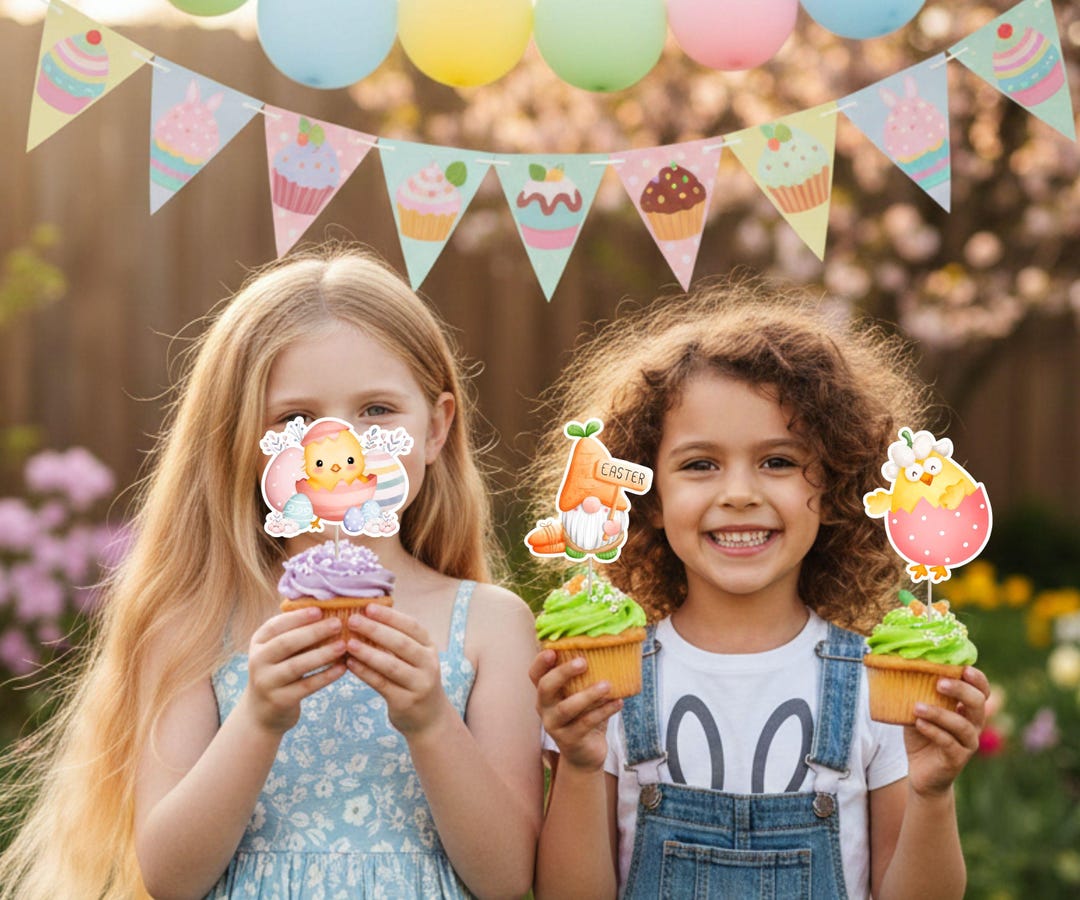 Easter Cupcake Toppers Printable, Happy Easter Cupcake Picks, Bunny ...