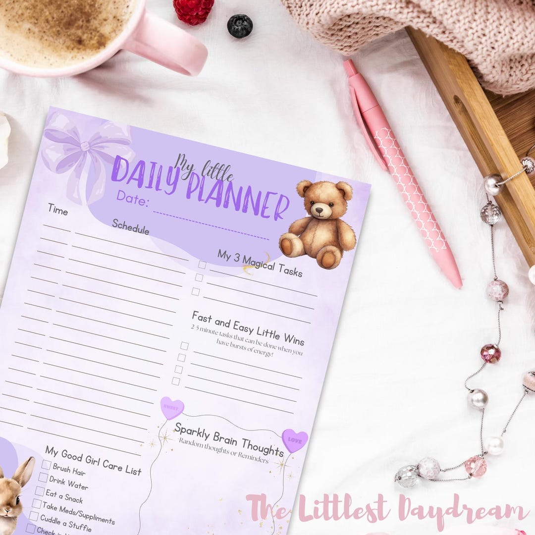 Lavender Daily Planner for Littles | Kawaii CG/L Routine Chart | Soft ...