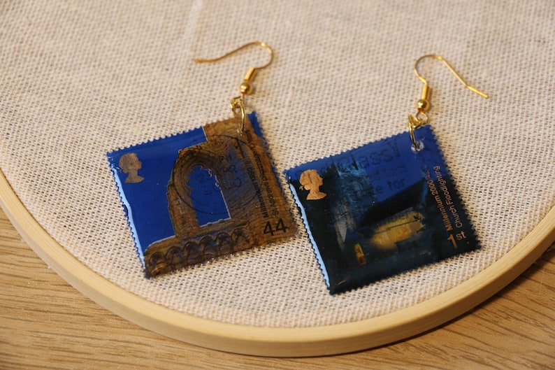 One-of-a-kind British Stamp Earrings | Handmade From Upcycled Vintage ...