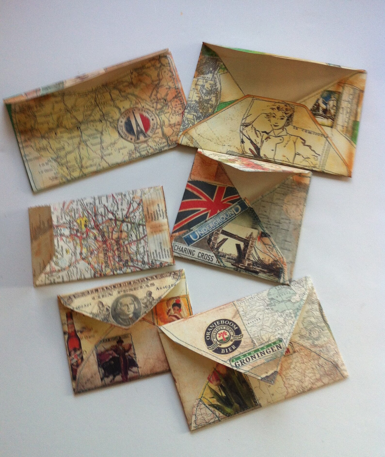 DIGITAL DOWNLOAD Six Retro Travel Themed Envelopes for Scrap Booking ...