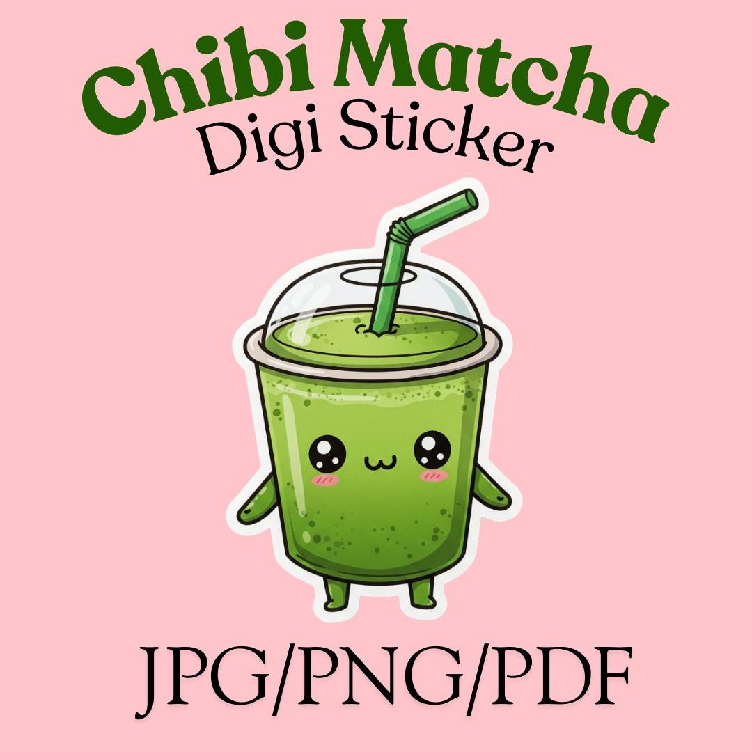Chibi Matcha Coffee Cup Digi Sticker! JPG/PNG/PDF - Etsy