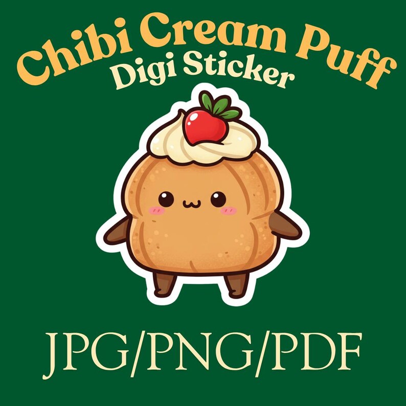 Cute Chibi Cream Puff Digi Sticker! JPG/PNG/PDF - Etsy