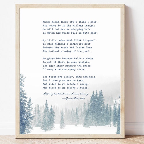 Stopping by the Woods on a Snowy Evening Robert Frost Wall Art - Etsy