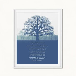 Indigo Blue Wall Art Print Custom Quote Decor Tree Poem Picture ...