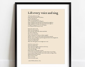 Lift Every Voice and Sing by James Weldon Johnson Poetry Art Print ...