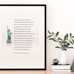 The New Colossus Poem Print Citizenship Gift Statue of Liberty ...