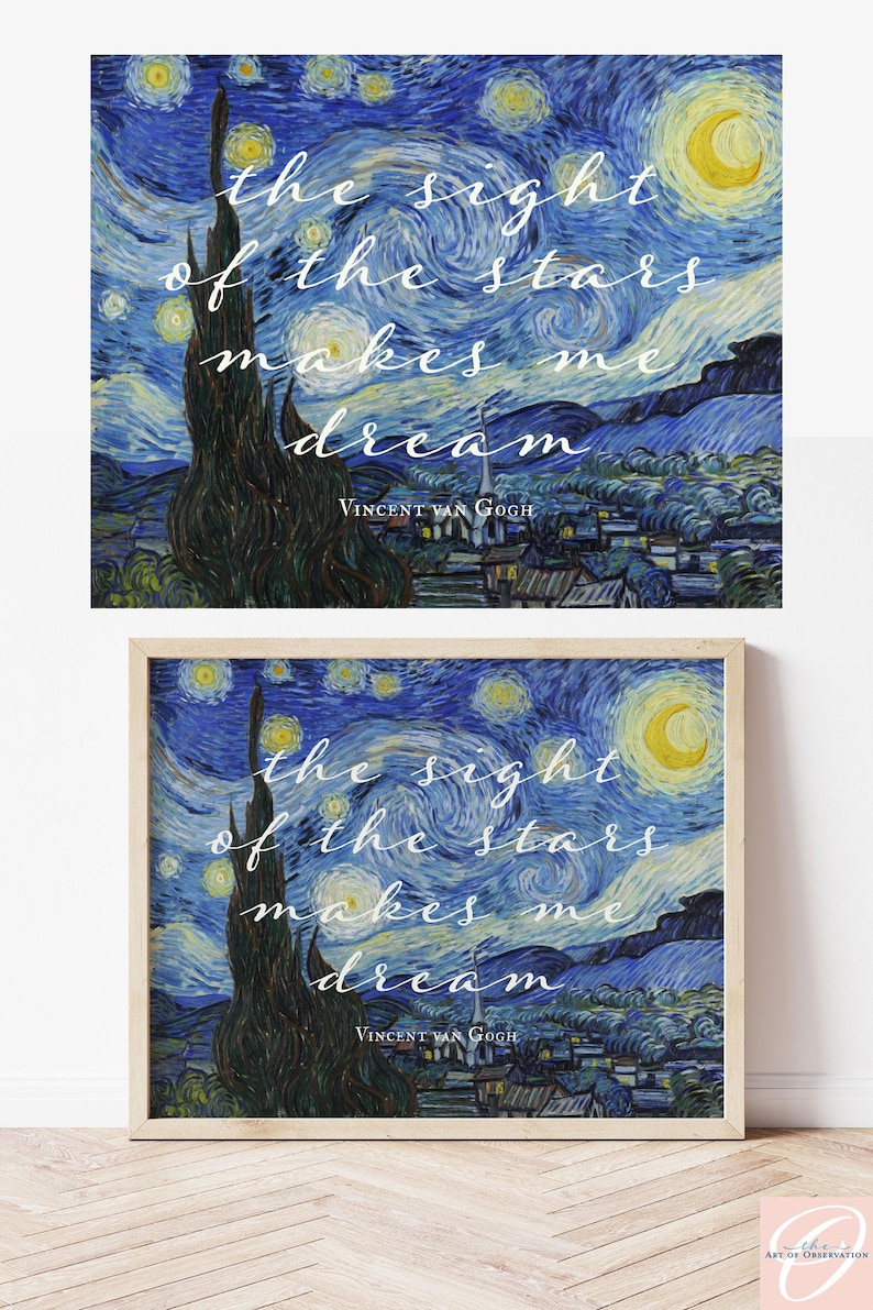 Van Gogh Starry Night Wall Art Print Framed Quote, the Sight of the ...