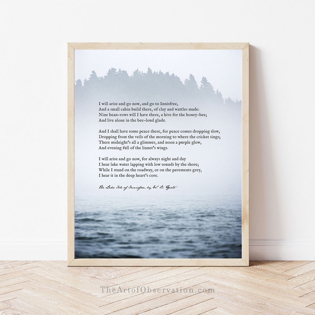 Lake Isle of Innisfree Framed Print WB Yeats Poem Wall Art William ...