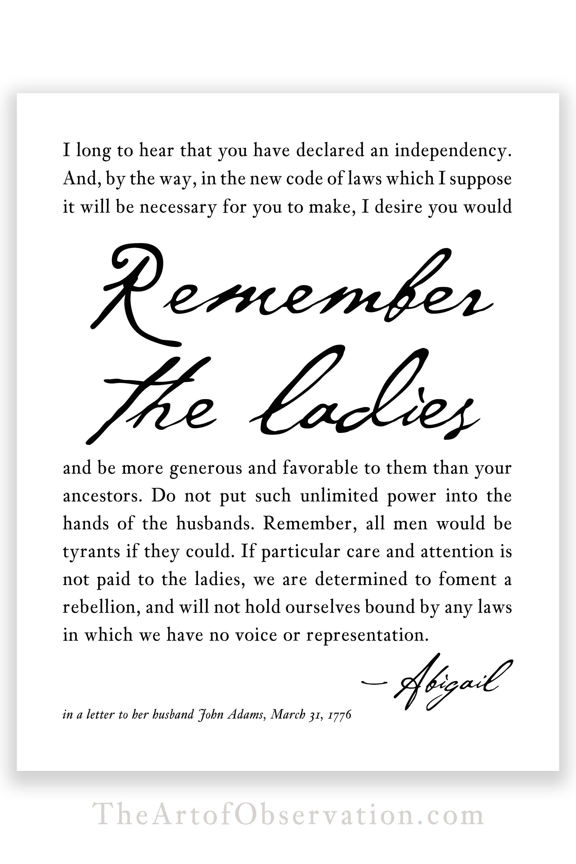 Abigail Adams Quotes Remember The Ladies