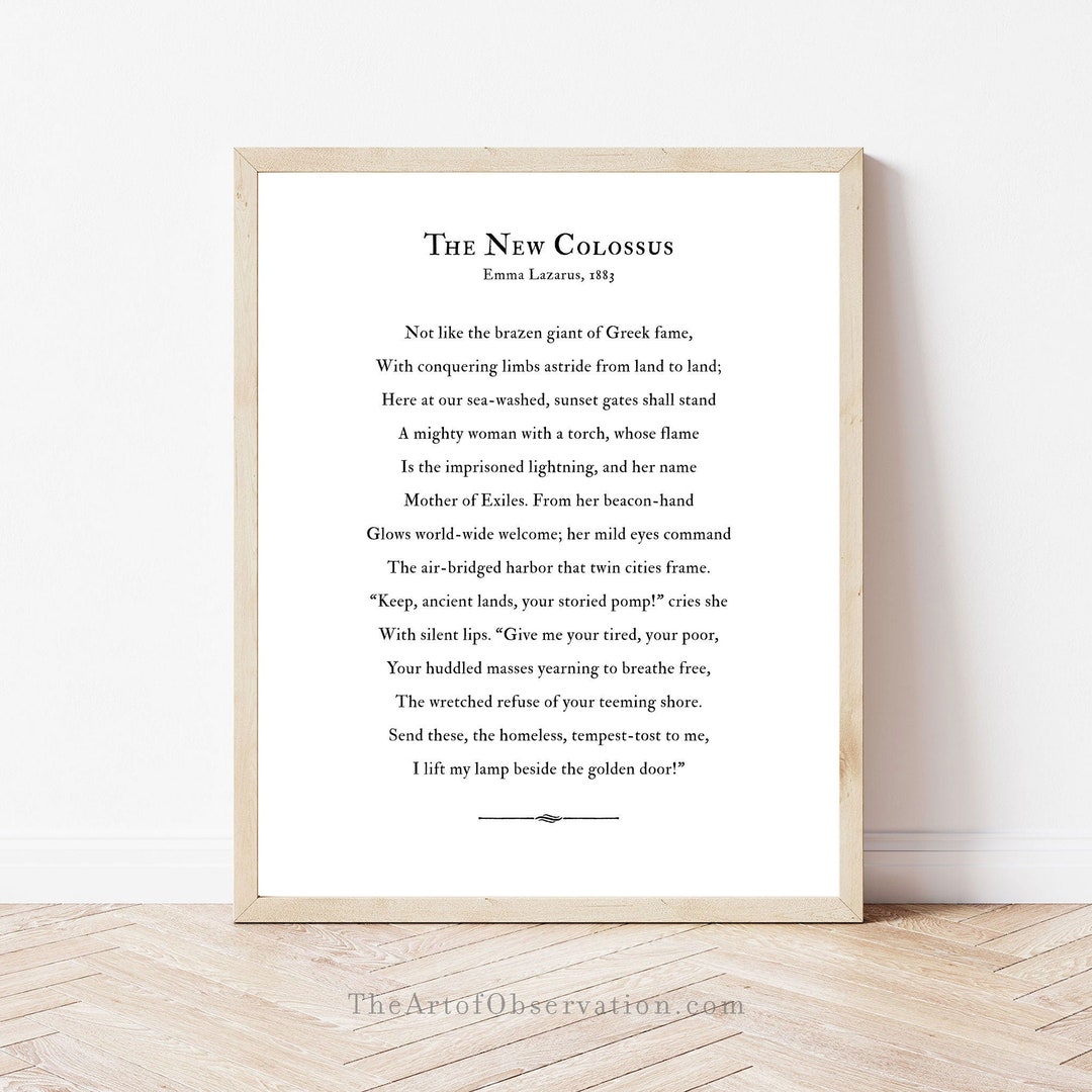 The New Colossus Wall Art Print, Poem by Emma Lazarus, Immigration ...