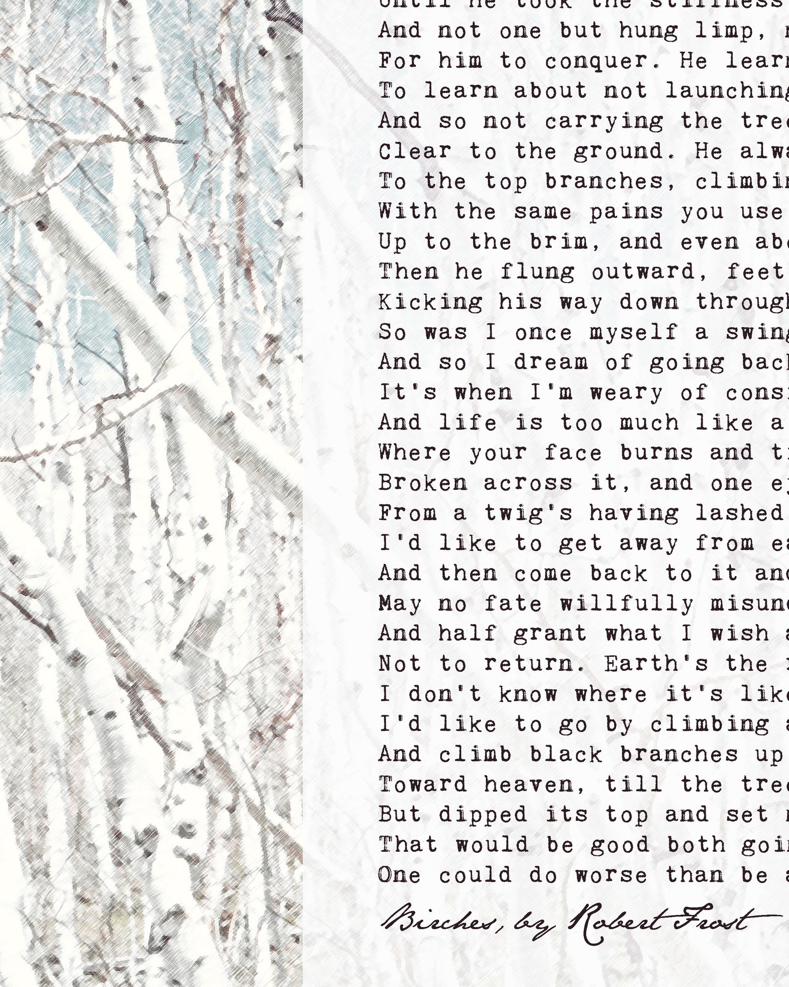 Robert Frost Birches Poem Wall Art Print Robert Frost Poetry - Etsy