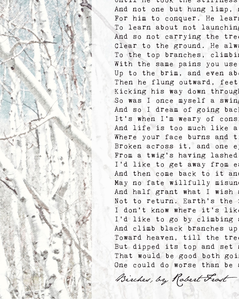 Robert Frost Birches Poem Wall Art Print Robert Frost Poetry - Etsy