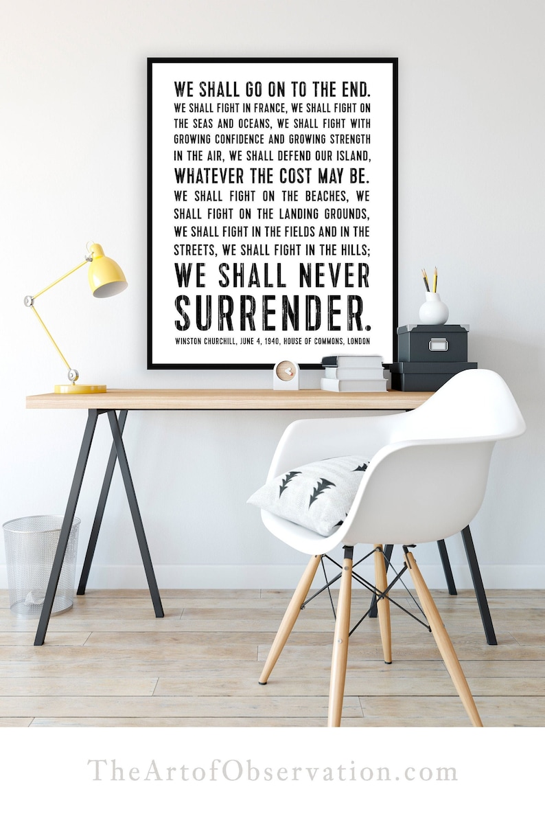 Winston Churchill Quote Wall Art Print or Canvas Leadership Gift for ...