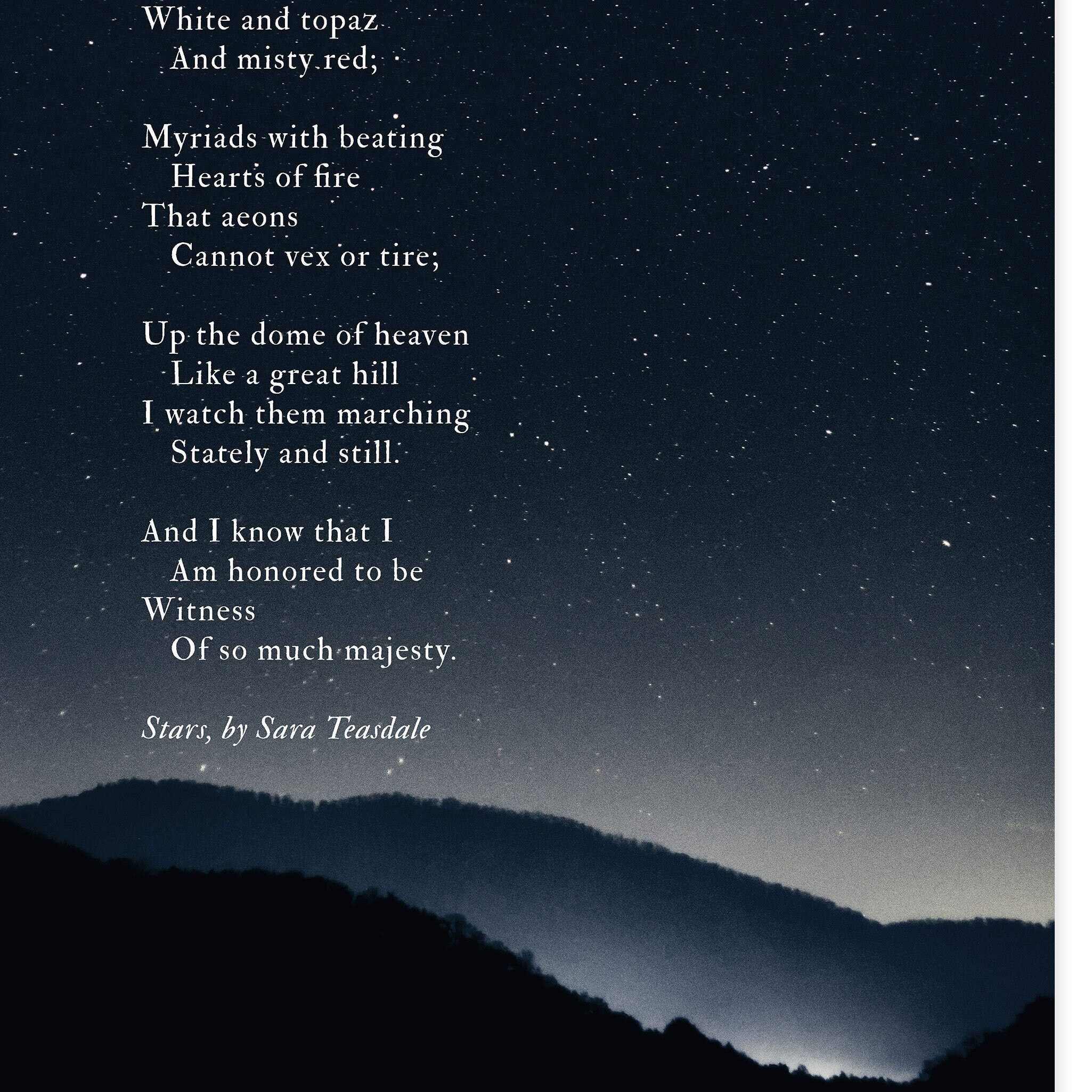 Stars Quote Wall Art Print Night Sky Sara Teasdale Poem Stars Poetry ...