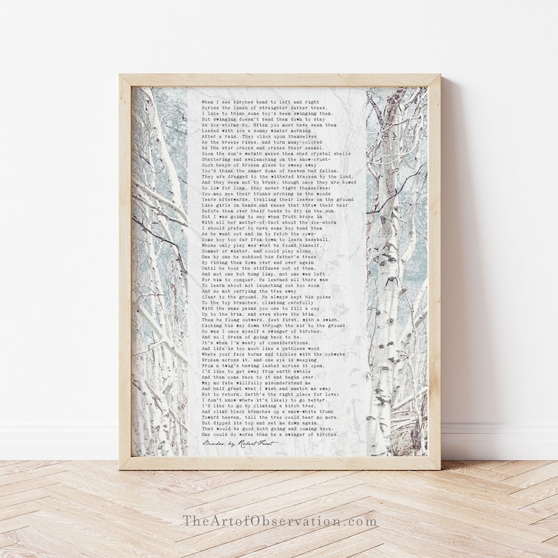Robert Frost Birches Poem Wall Art Print Robert Frost Poetry - Etsy