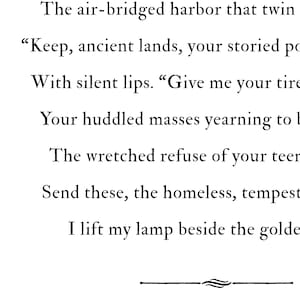 The New Colossus Wall Art Print, Poem by Emma Lazarus, Immigration ...