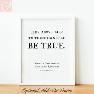 To Thine Own Self Be True Print Shakespeare Quote Wall Art Print Hamlet ...