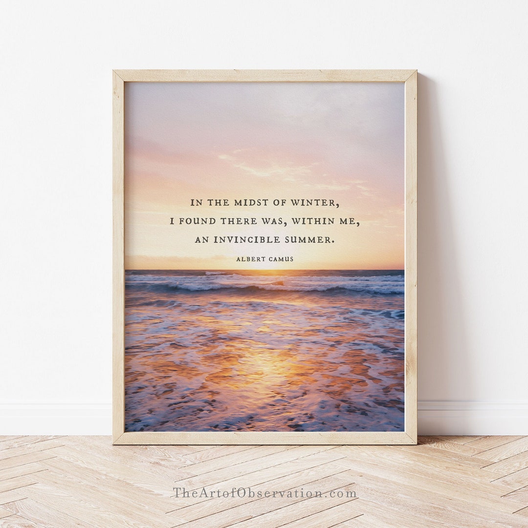 Albert Camus Quote Framed Art Print: Invincible Summer Beach Sunset ...