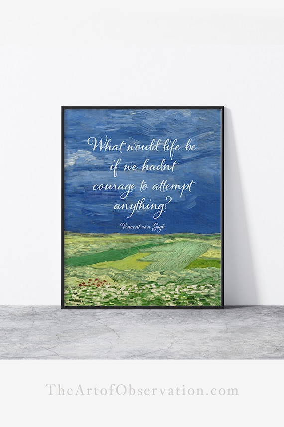 Van Gogh Wall Art Print Inspirational Quote Wheatfield Under - Etsy