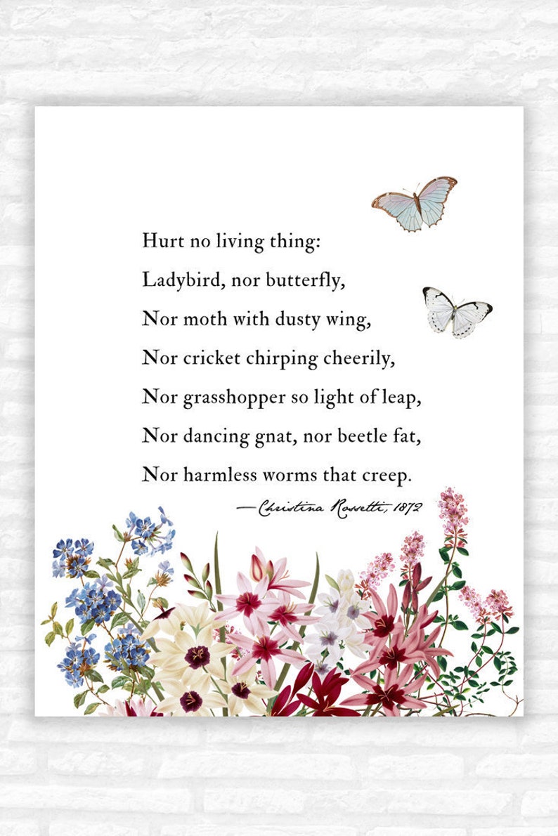 Poem Print Hurt No Living Thing Poem by Christina Rossetti - Etsy