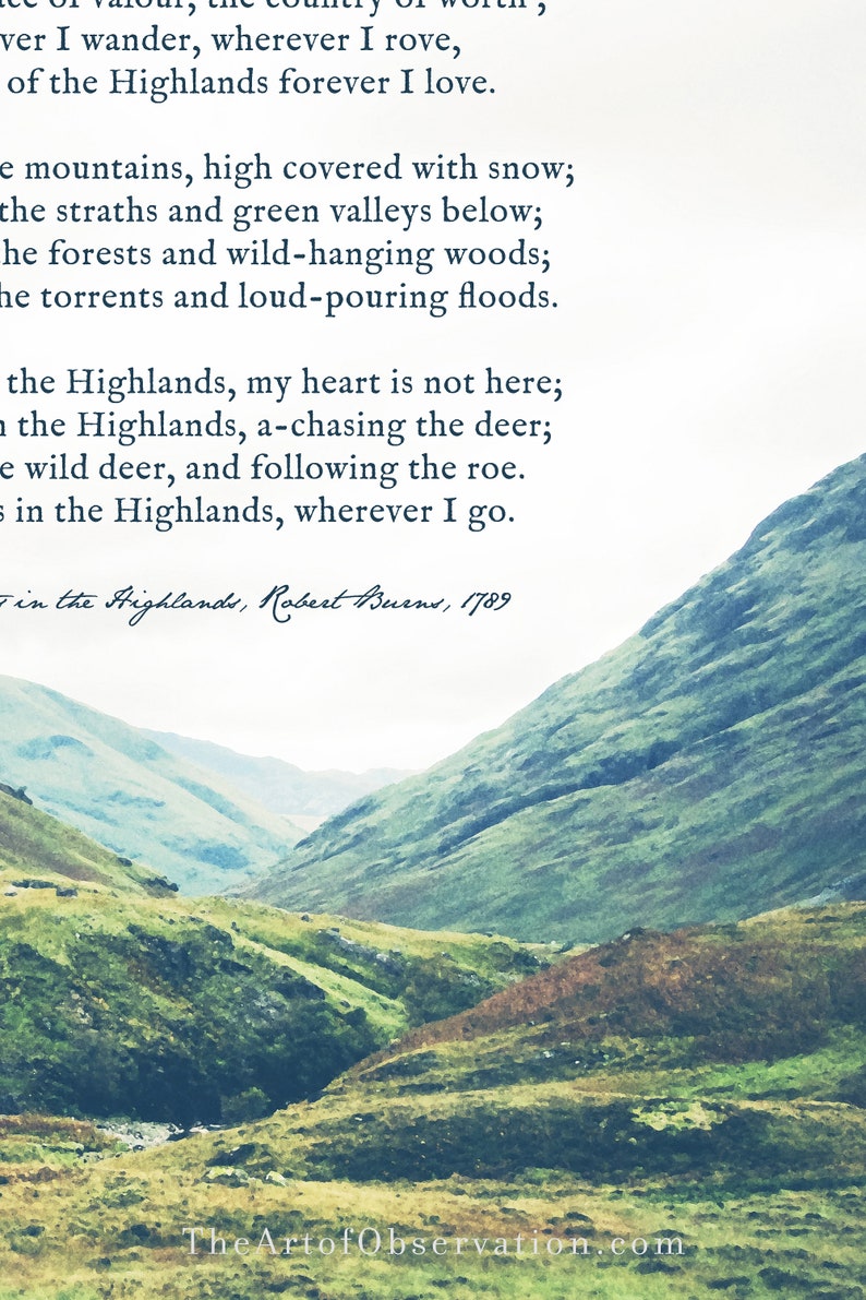 Scotland Highlands Poem Art Print Scottish gifts | Etsy