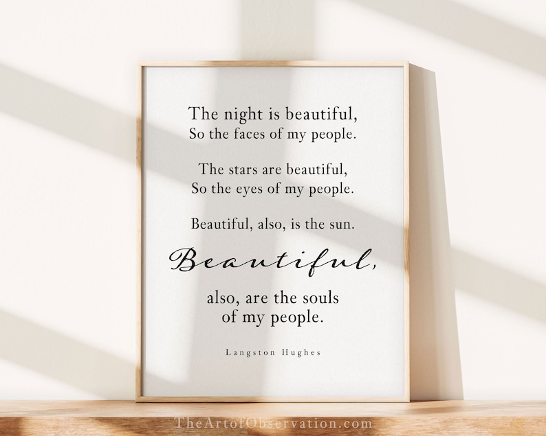 Langston Hughes Quote Print Beautiful Are the Souls of My People Poem ...