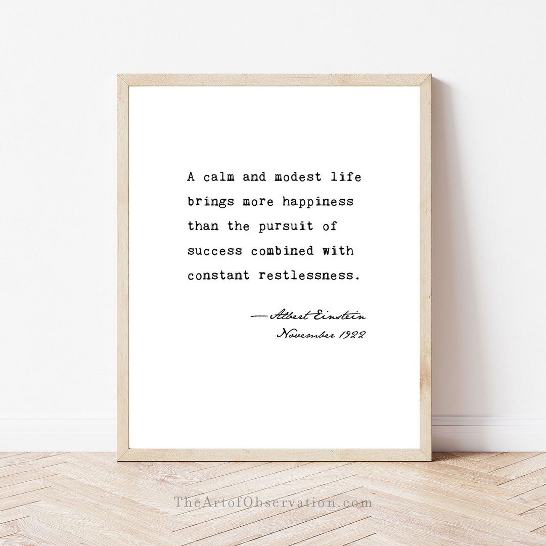 Albert Einstein Quote Wall Art Print Happiness Einstein Poster Quote ...