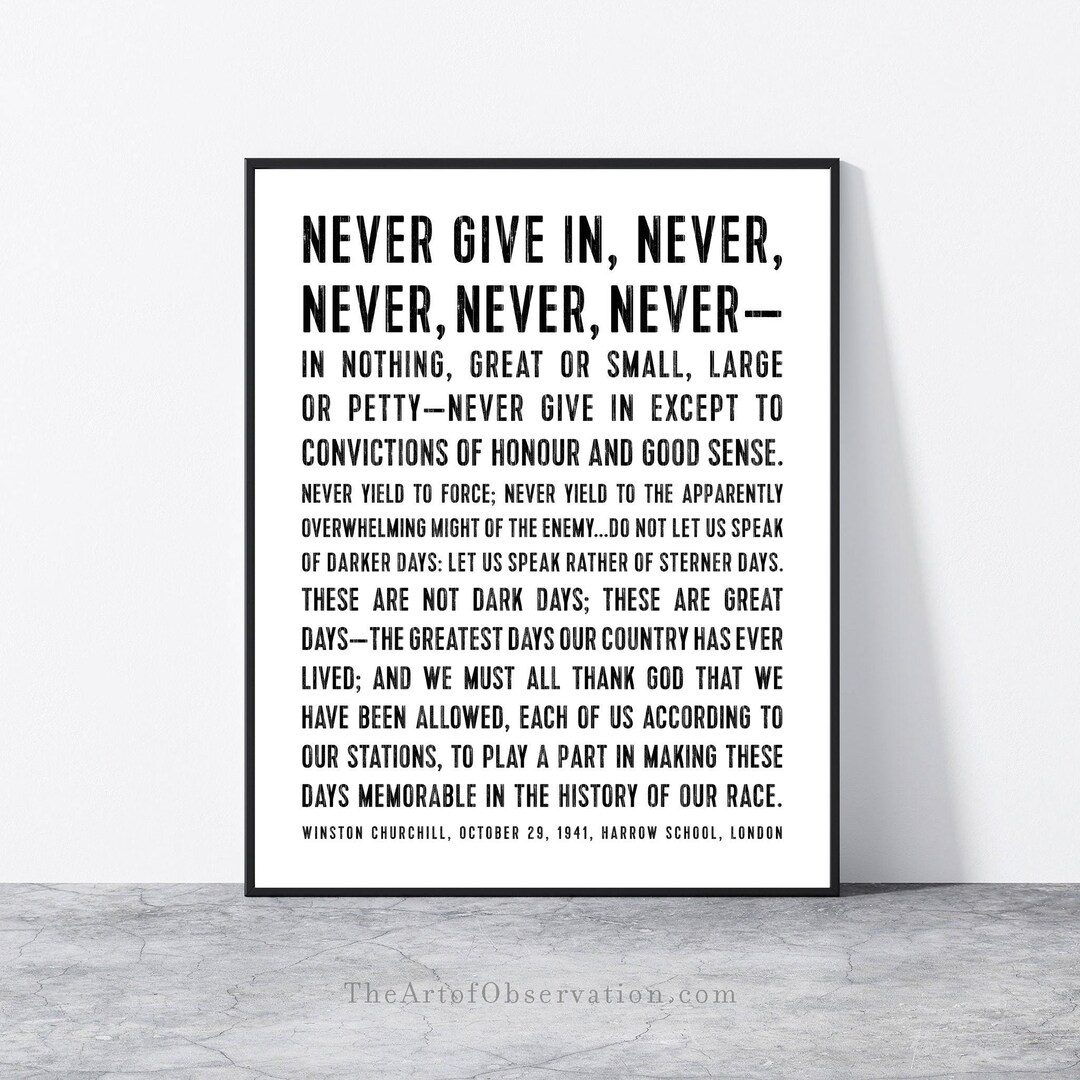 Winston Churchill Quote Wall Art Print Leadership Gift for Him ...