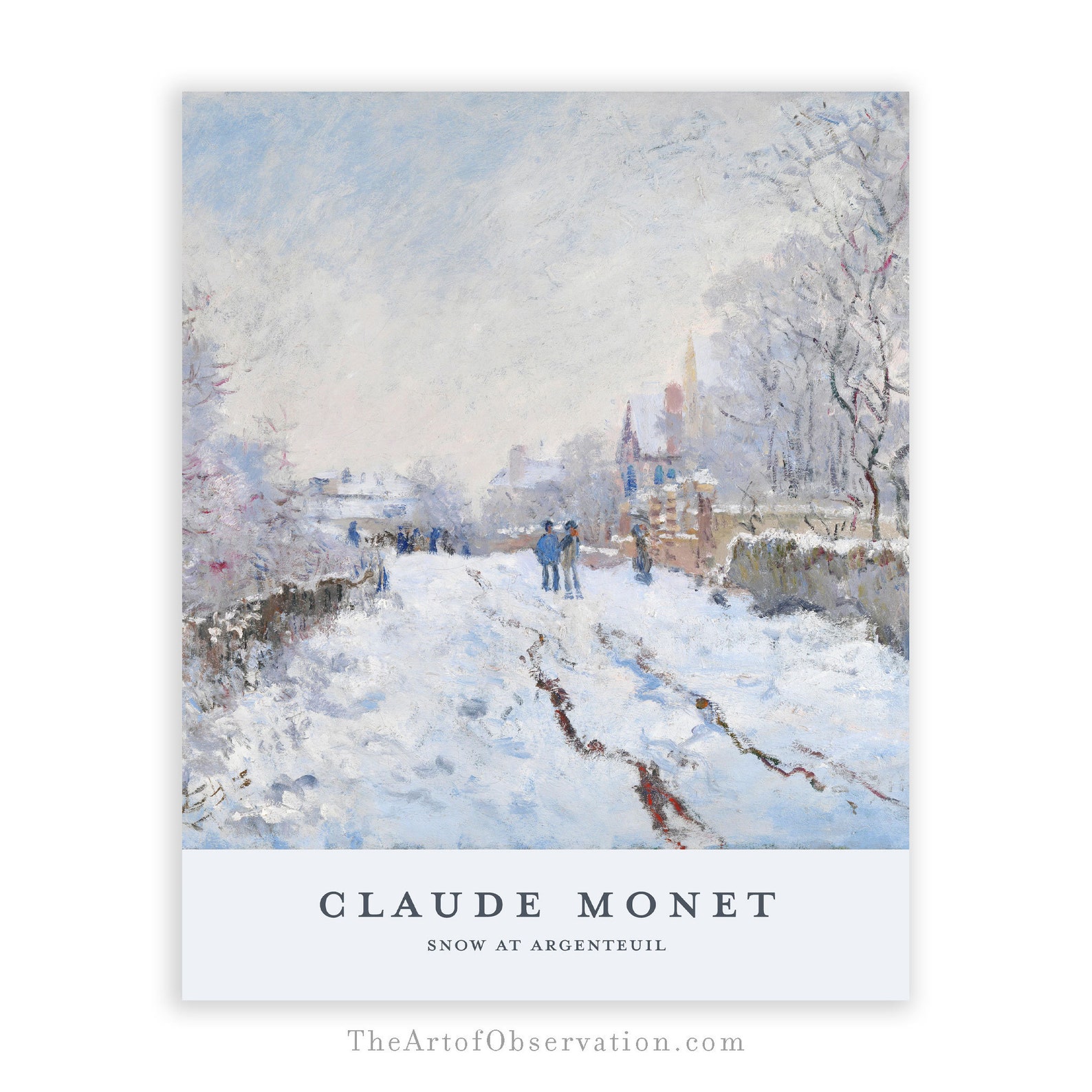 Monet Wall Art Print Winter Decor Snow at Argenteuil Impressionist ...
