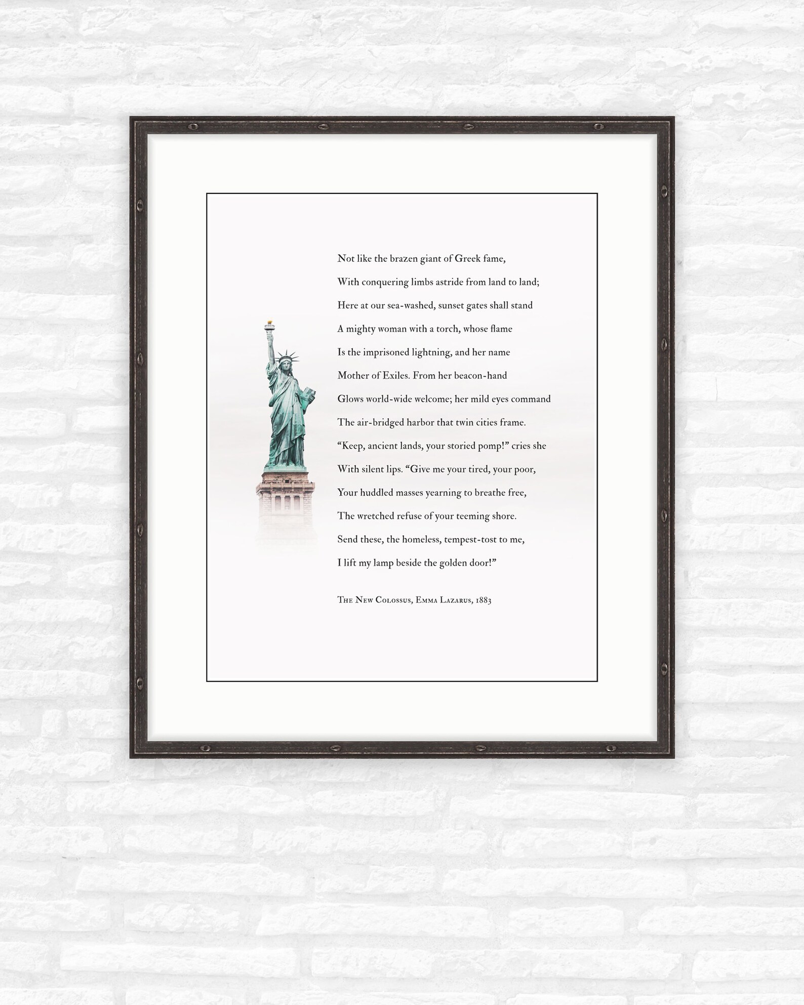The New Colossus Poem Print Citizenship Gift Statue of | Etsy