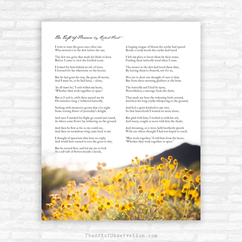 The Tuft of Flowers Poem Wall Art Print Robert Frost Poetry | Etsy