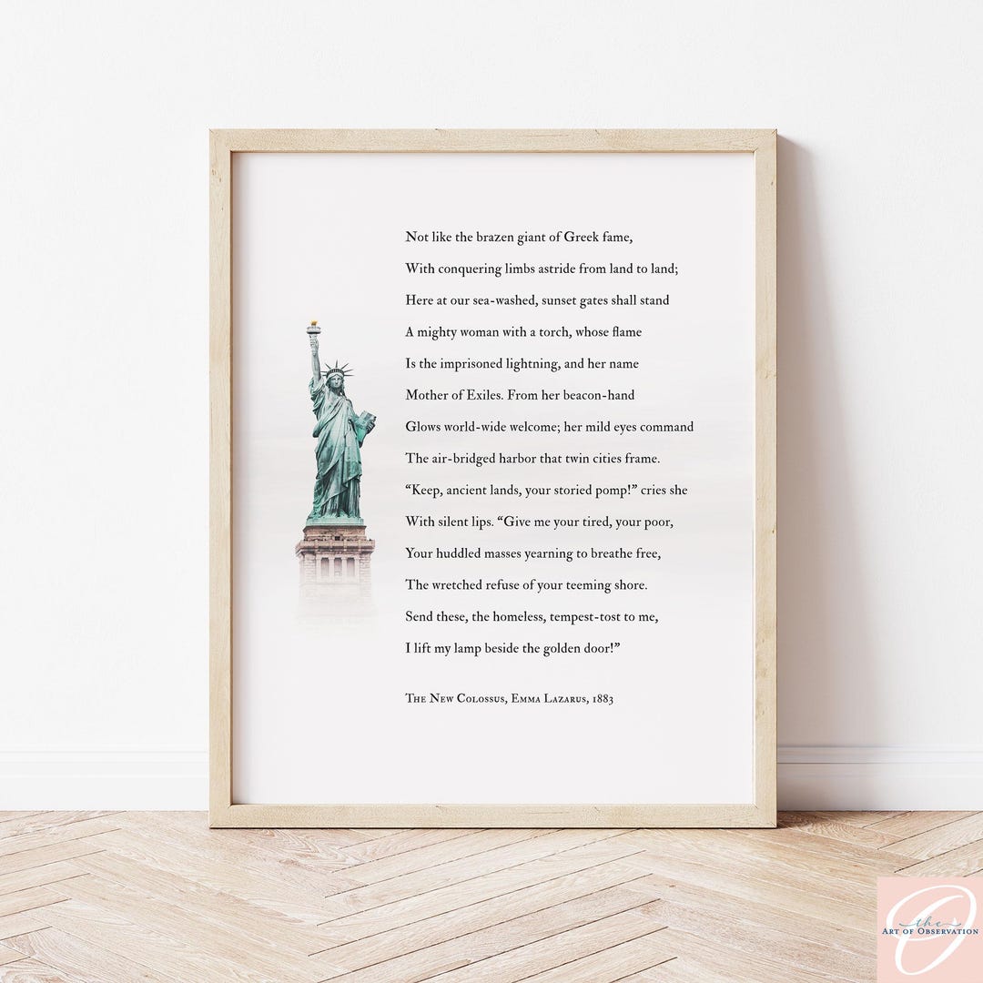 Citizenship Gift Statue of Liberty Poem Framed the New Colossus Quote ...