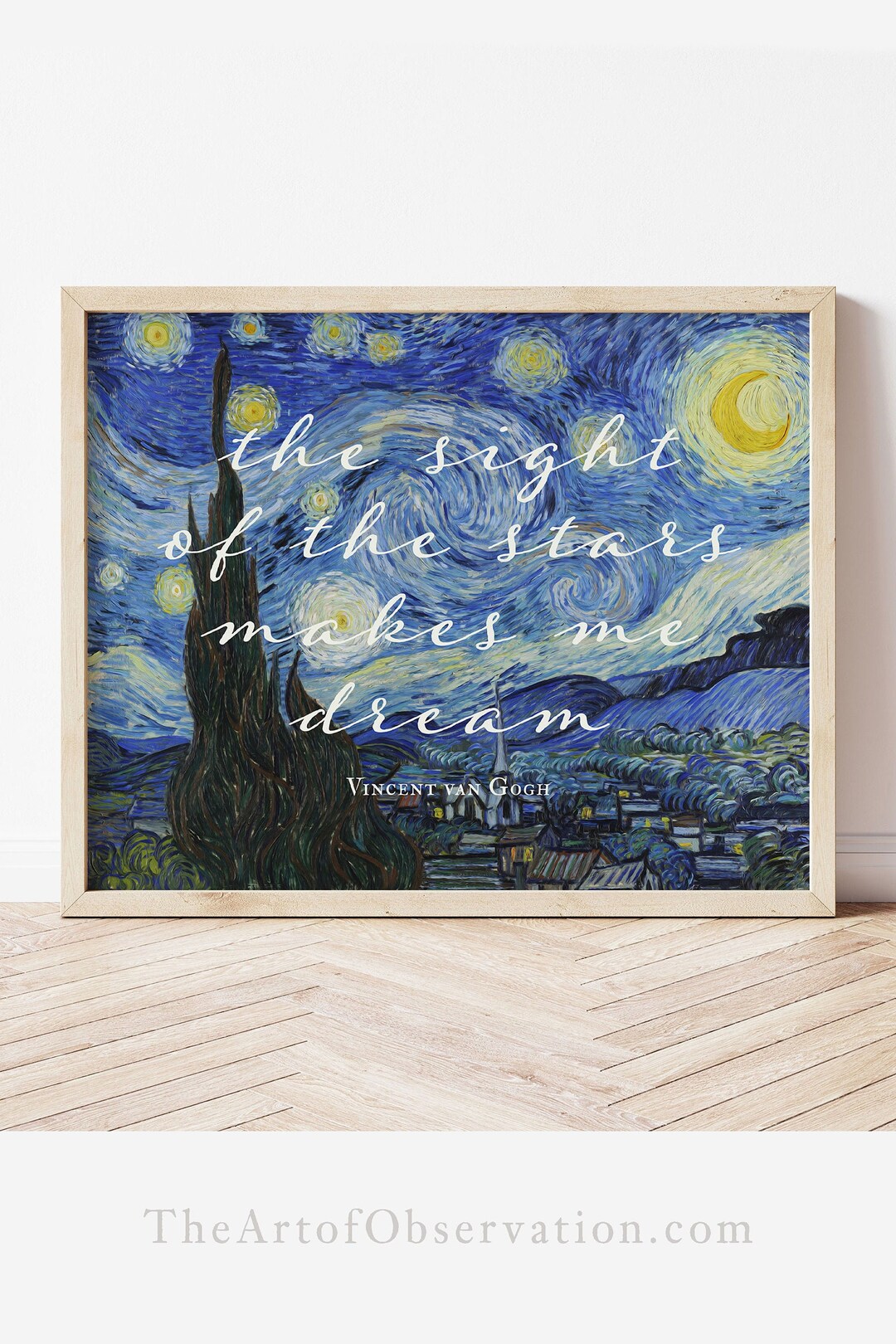 Starry Night Wall Art Print Van Gogh Inspirational Quote, the Sight of ...