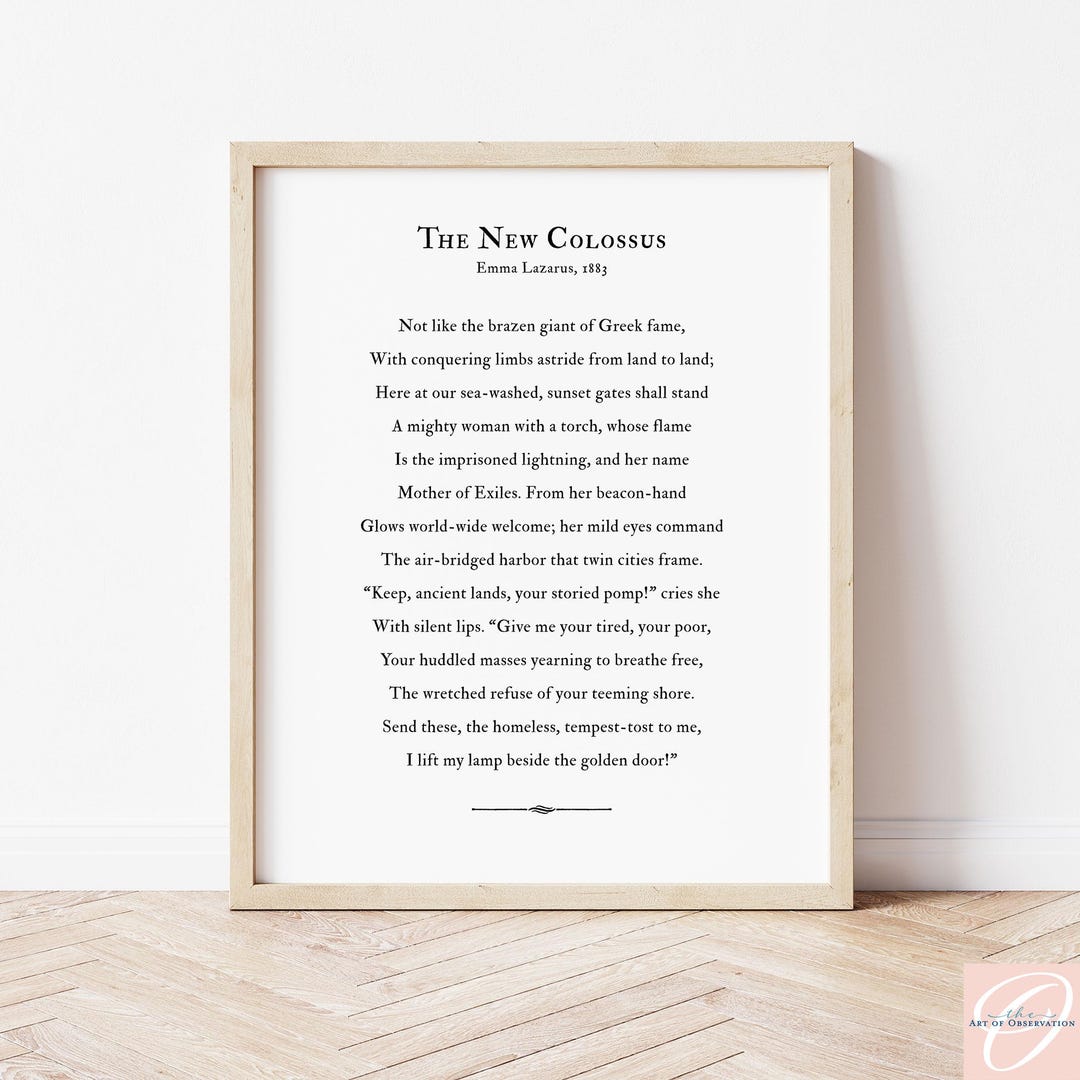 The New Colossus by Emma Lazarus Framed Poem Print, Give Me Your Tired ...