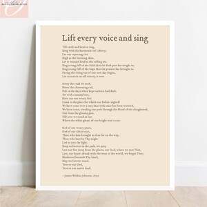 Lift Every Voice and Sing Framed Print Poem Wall Art James Weldon ...