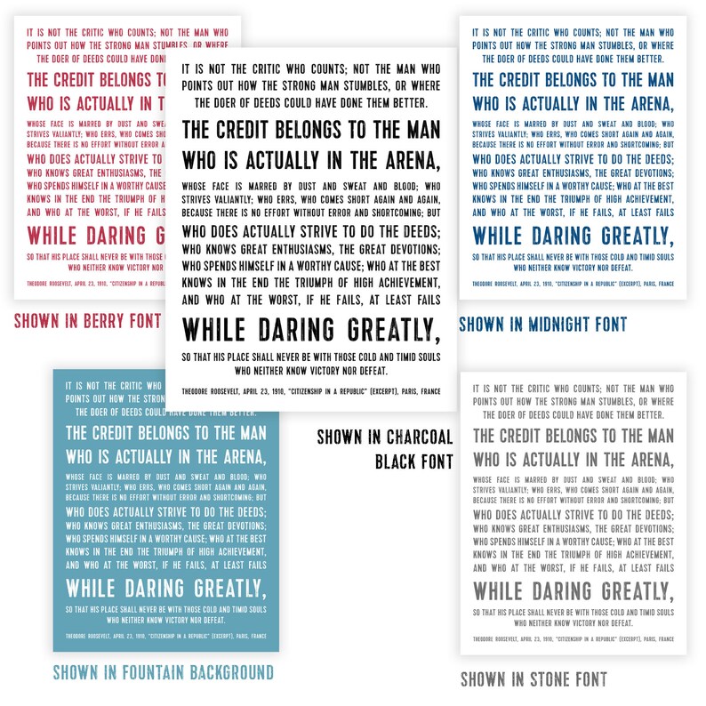 The Man in the Arena Quote Wall Art Print Leadership Gift for - Etsy