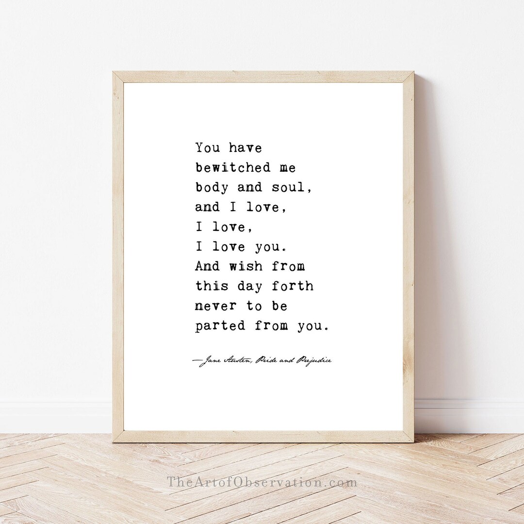 Pride and Prejudice Wall Art Quote Print Mr Darcy Proposal - Etsy