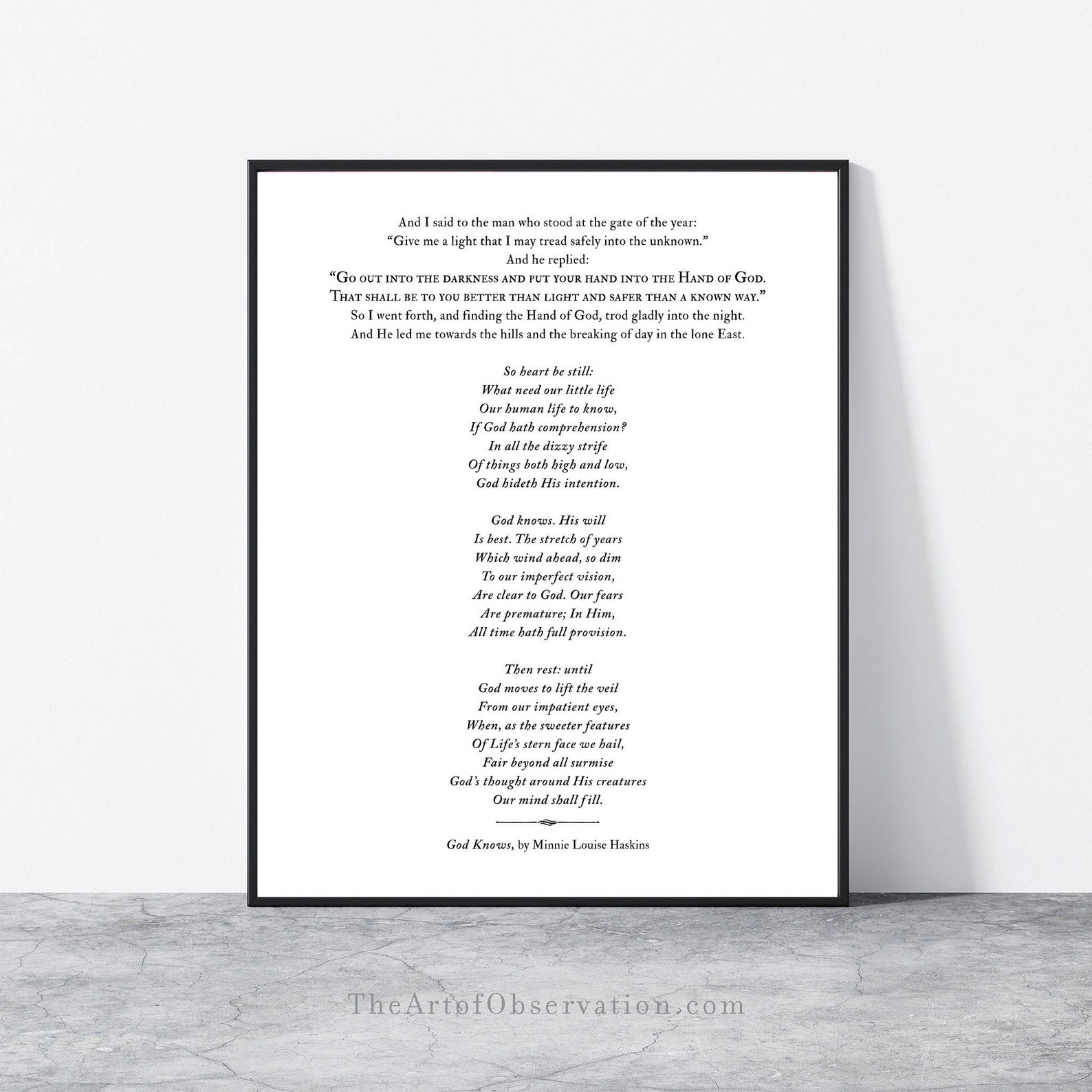 The Gate of the Year Poem Wall Art Print, God Knows by Minnie Louise ...