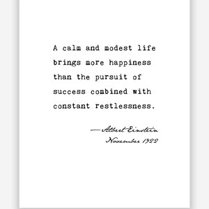 Albert Einstein Quote Wall Art Print Happiness Einstein Poster Quote ...