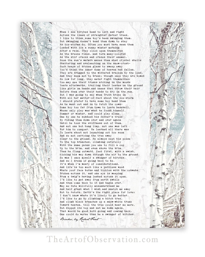 Robert Frost Birches Poem Wall Art Print Robert Frost Poetry - Etsy