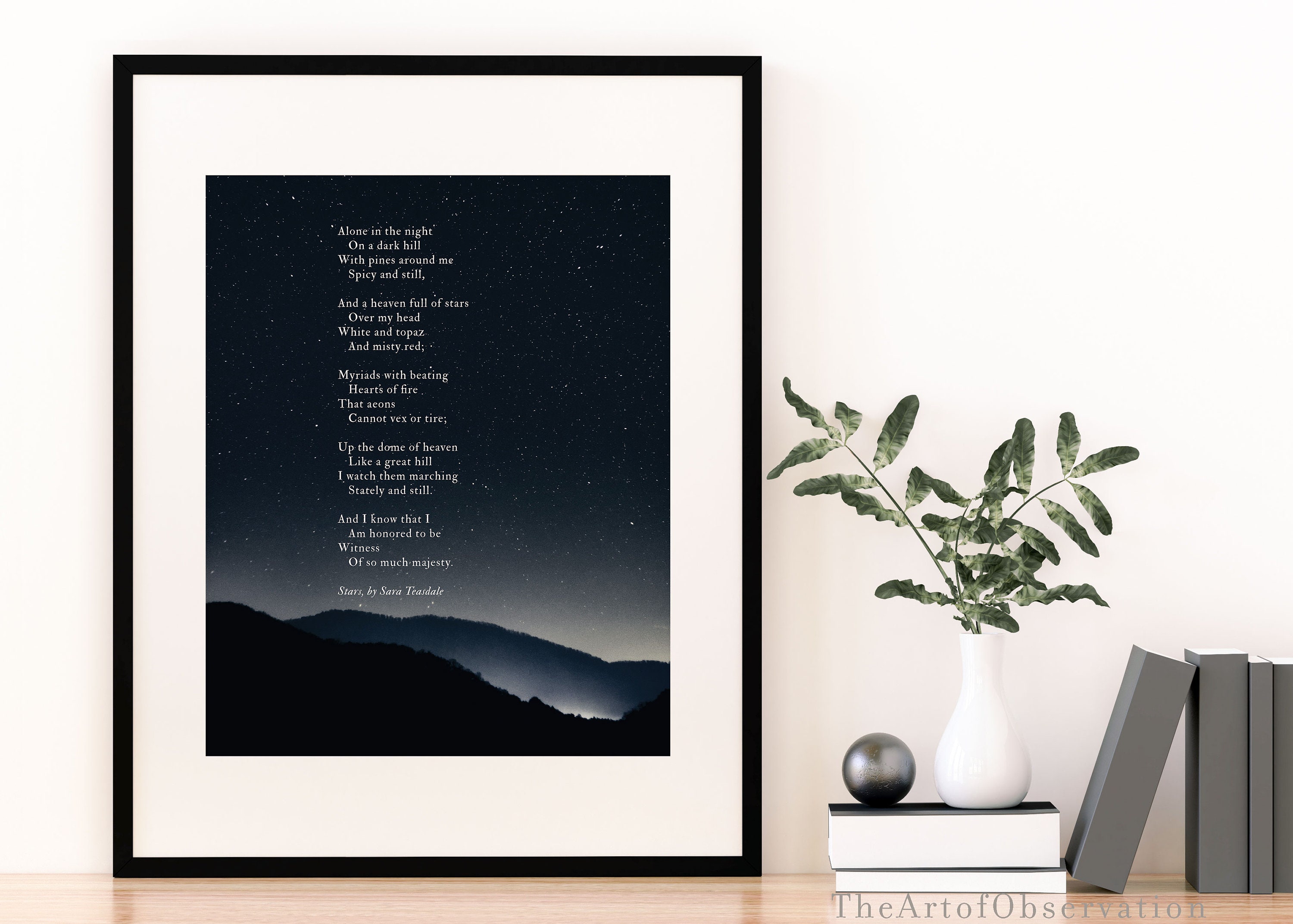 Stars Quote Wall Art Print Night Sky Sara Teasdale Poem Stars Poetry ...