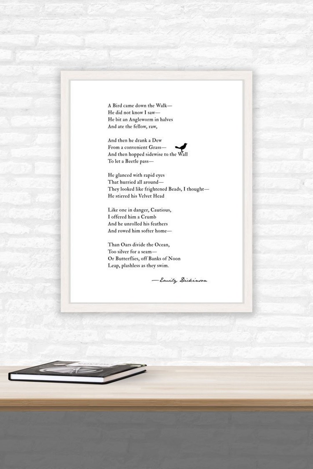 Bird Poem Print Emily Dickinson Poem Wall Art Print Bird Quote Print ...