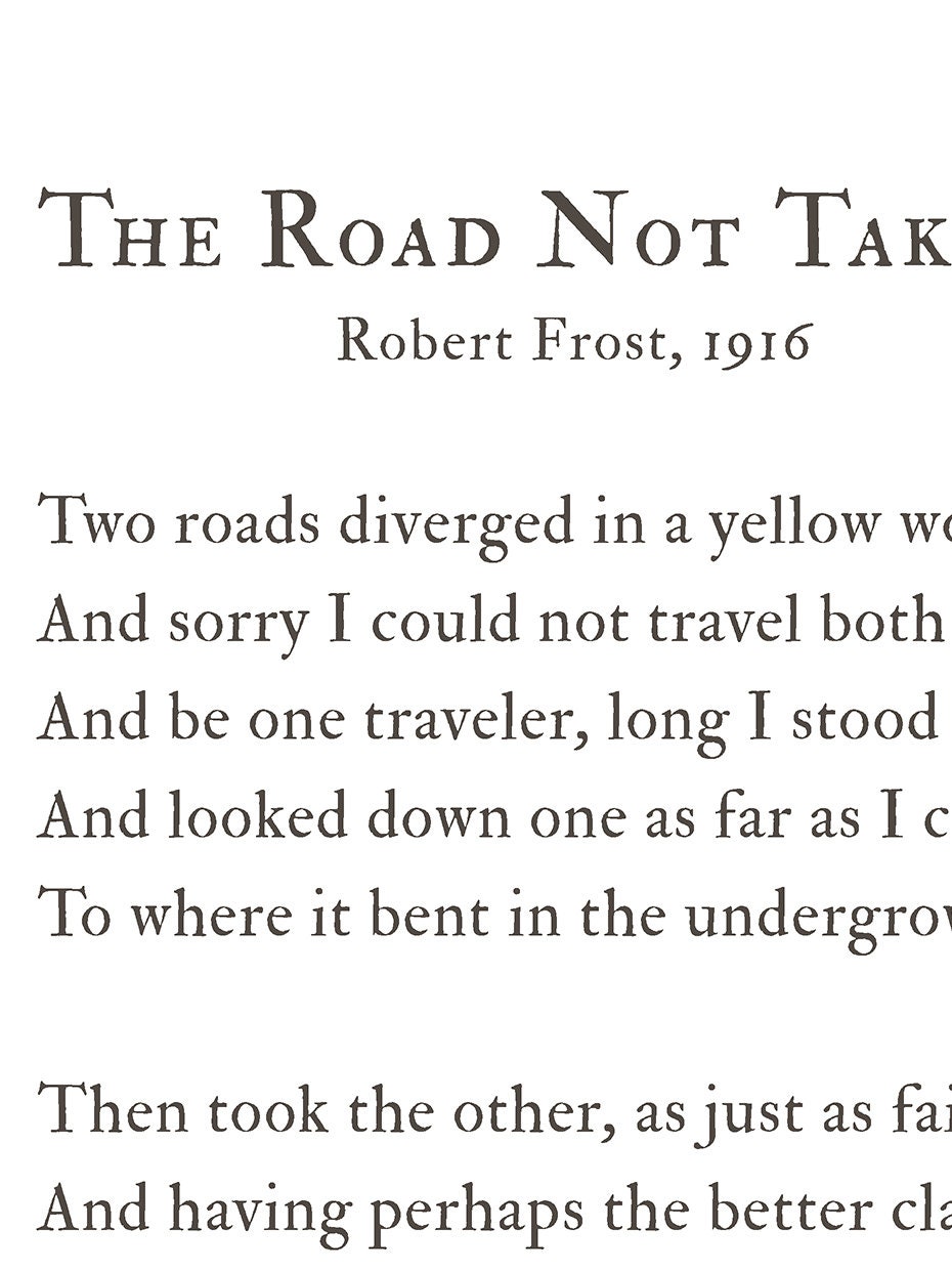 Robert Frost The Road Not Taken Black And White