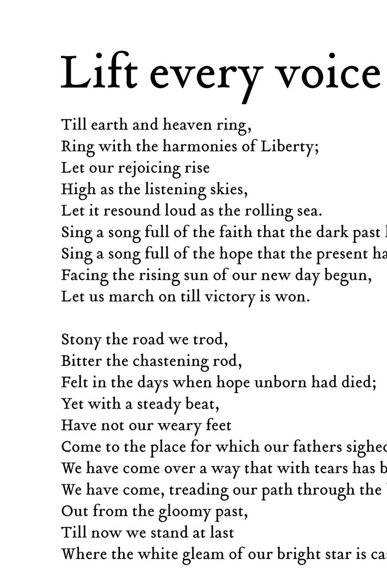 Lift Every Voice and Sing Poem Print James Weldon Johnson | Etsy