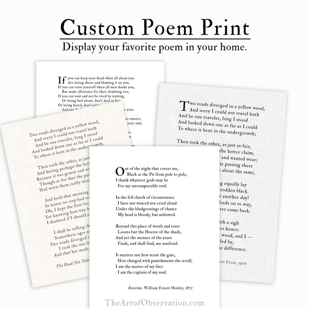 Custom Poem Print, Personalized Gift for Her, Literary Gifts - Etsy